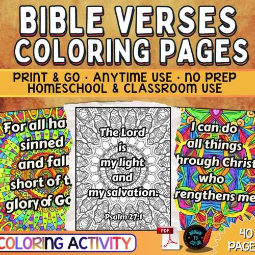 Bible Verse Coloring Pages | Christian Bible Study Activity | Print and Go