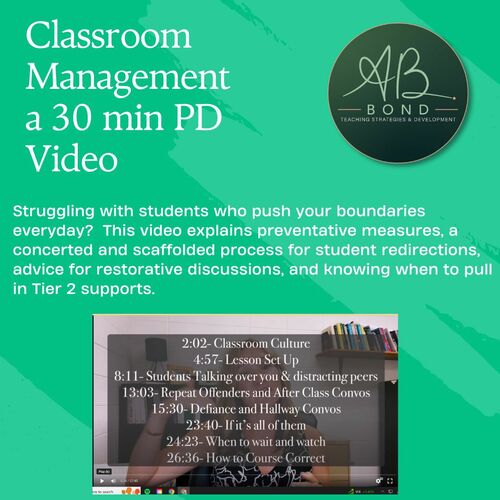 Classroom Management: A 30 min Professional Development Video by A Bond ...