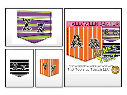 Halloween Alphabet Manuscript Banner Aa to Zz Classroom Learning Decor ...