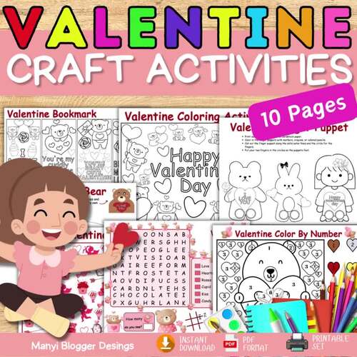 Early Finishers Valentine’s Day Center : Valentine Craft Packet Activities