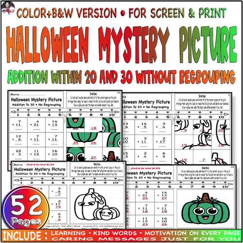 Addition within 20 & 30 Without Regrouping on Number line | Halloween ...