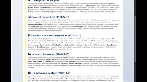 Connecticut State History | Social Studies | Interactive Learning Resource