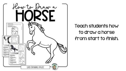 How to Draw a Horse • Step by Step Grid Drawing Worksheets | TPT