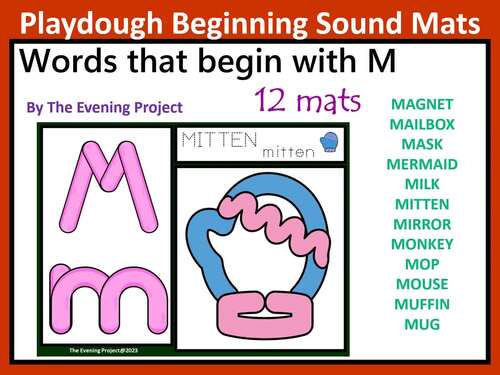Playdough Beginning Sound Mats /Words that begin with M playdough mats