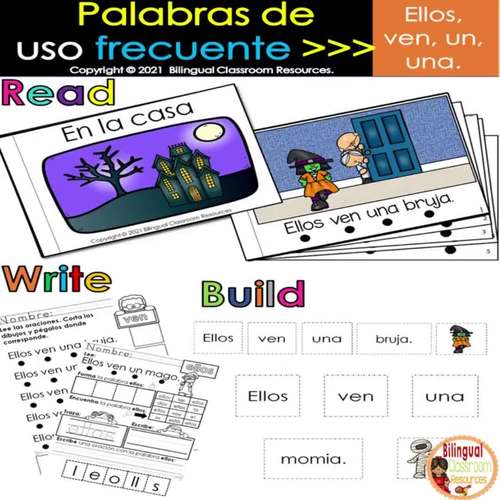 Spanish High Frequency Words: ellos, ven, un, una | Palabras de uso ...