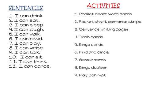 I Can Do It Everyday Verbs | Sight Word & Core Words I CAN Practice ...