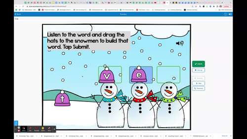 Build Snowmen CVC Words BOOM Cards by Little Library of Learning