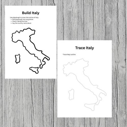 Italy Fine Motor Geography Pack | Playdough & Tracing Activities