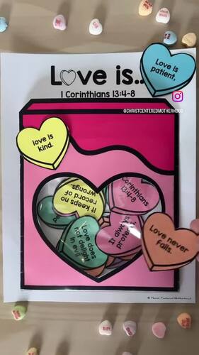 Love is...1 Corinthians 13:4-8 Memory Verse Activity Bible Verse ...