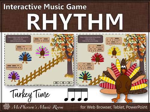 Thanksgiving Music Interactive Rhythm Game Sixteenth Notes {Turkey Time}