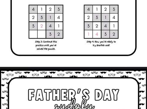 FATHER’S DAY Games, Number Puzzle, Beginner Sudoku, Math Games, Dad
