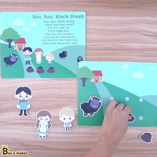Baa Baa Black sheep nursery rhyme busy book page, poster and sequence