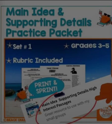 Main Idea & Supporting Details Activities, Practice Worksheets and Lesson