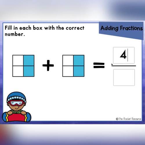 Winter Adding Fractions with Like Denominators BOOM™ Cards | 4.NF.3
