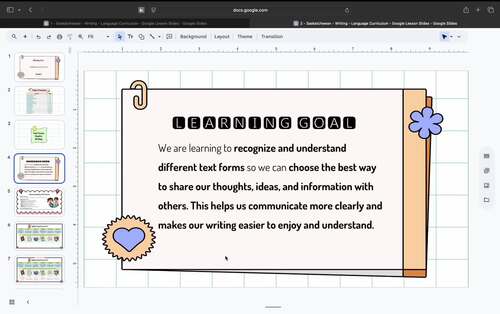 Grade 2 - Writing Unit - Google Lesson Slides - Saskatchewan Language
