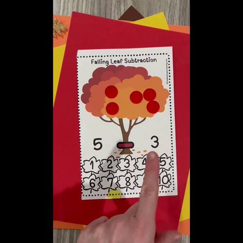 Falling Leaf Subtraction | Hands-On Fall Math Center for Kindergarten