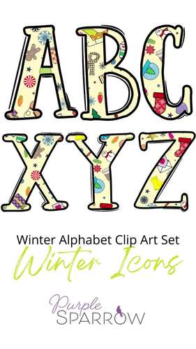 Winter Alphabet Clip Art | Winter Icons | 26 PNG Files by Purple Sparrow