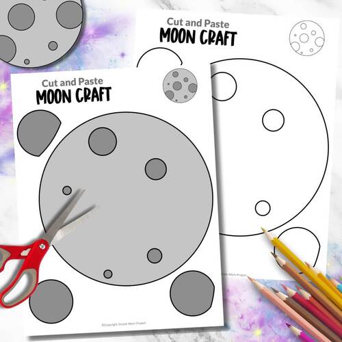 Cut and Paste Moon Craft for Kids | Diy Moon Printable, Science & Art