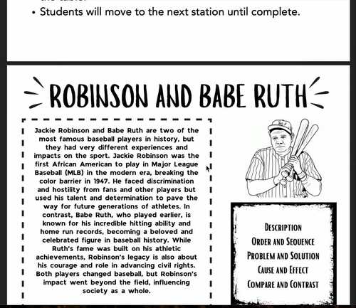 Jackie Robinson Text Structure Gallery Walk | Black History ELA Reading ...