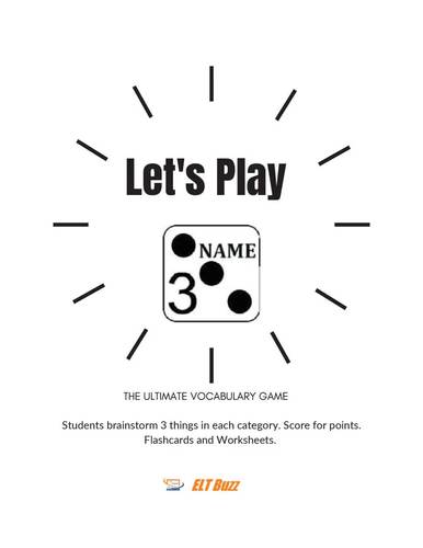 Name 3 Things - Vocabulary Brainstorm ESL EFL ELLs. Fun. Categories.