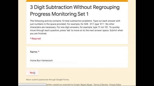 Digital 3 Digit Subtraction Without Regrouping Progress Monitoring ...