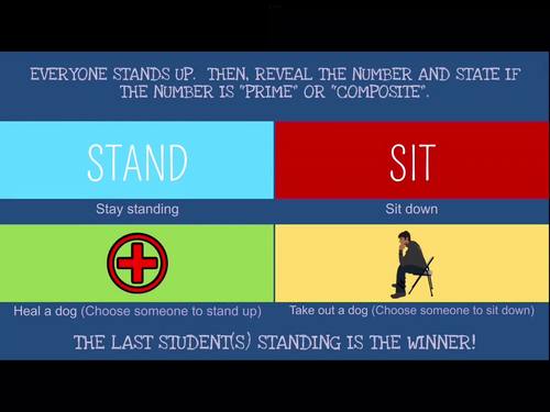 Prime & Composite Numbers Math Stand or Sit POWERPOINT GAME (4.OA.4 ...