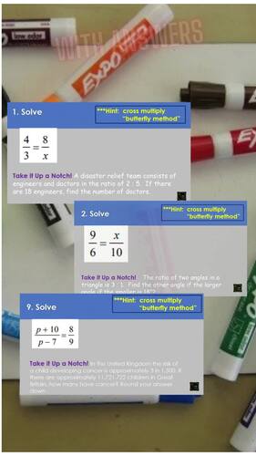 Solving Proportions (w/linear) Marker Board Practice (w/ Hints and GT ?s)