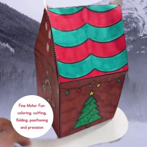 3D Gingerbread House Christmas Craft | Fine Motor & Scissor Skills ...