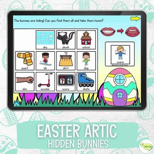 Easter Articulation Boom Cards™ Find the Hidden Bunnies Blends | TPT