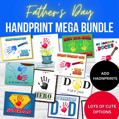Father's Day Handprint Art Gift BUNDLE, Coloring Craft Printable, Gift ...