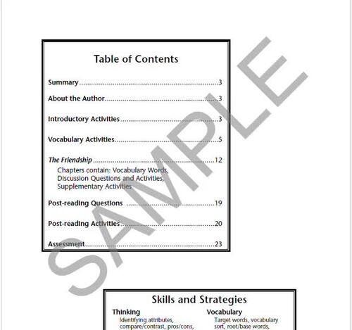 The Friendship Novel Units® Teacher Guide Novel Study | TPT