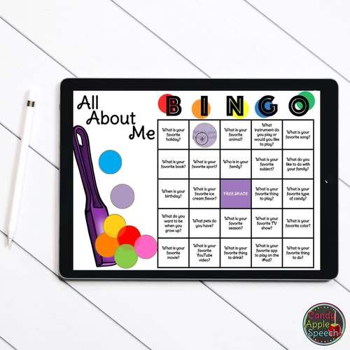 All About Me BINGO- Boom Cards by Candy Apple Speech | TPT