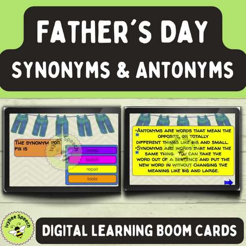 Father's Day Synonyms and Antonyms Digital Learning Boom Cards by ...