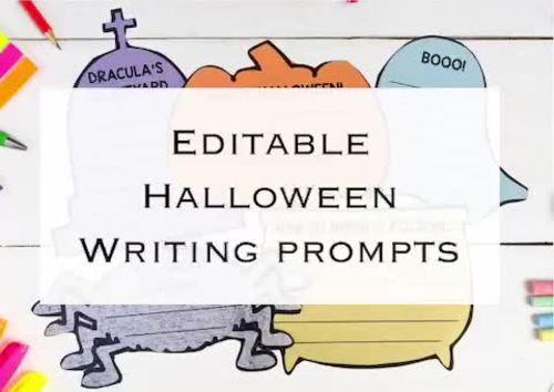 Editable Halloween Writing Prompts | Bulletin board | Writing Crafts