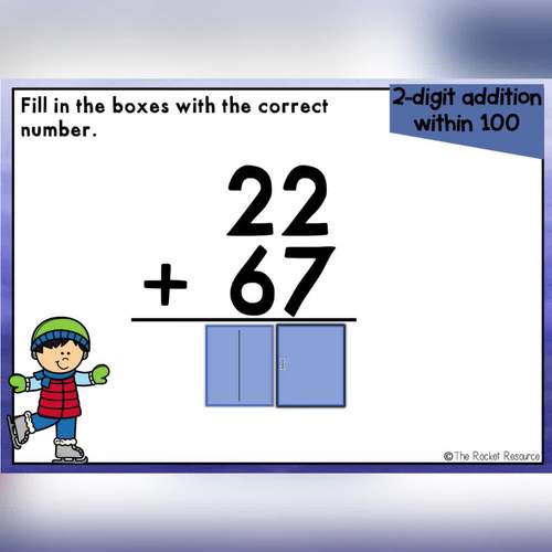 2 Digit Winter Addition with and without regrouping BOOM™ Cards | 2.NBT.5