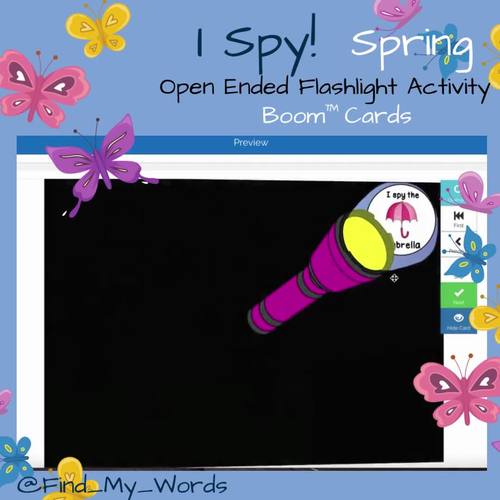 I Spy Flashlight Search Boom Cards | Spring by Find My Words | TPT
