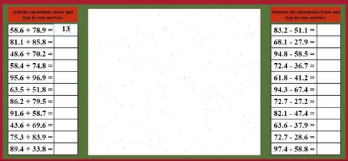 Mystery Digital Pixel Art NO PREP - Snow Family Decimal Addition and ...