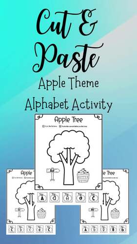 Alphabet Cut and Paste-All 26 Letters Included-Apple Theme | TPT