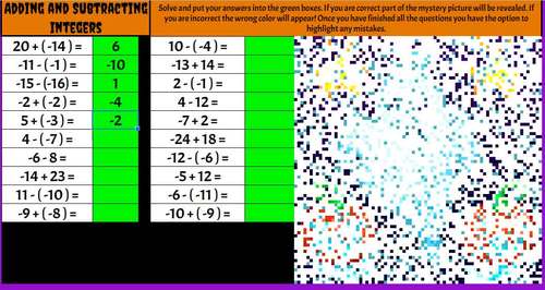 Halloween Math Pixel Art Adding and Subtracting Integers | TPT
