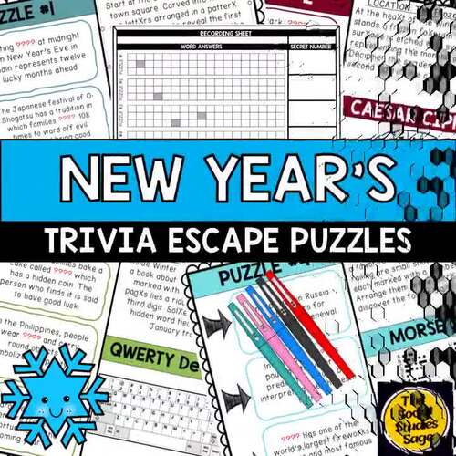 New Year's Trivia Escape - Fact Scavenger Hunt - Critical Thinking Activity