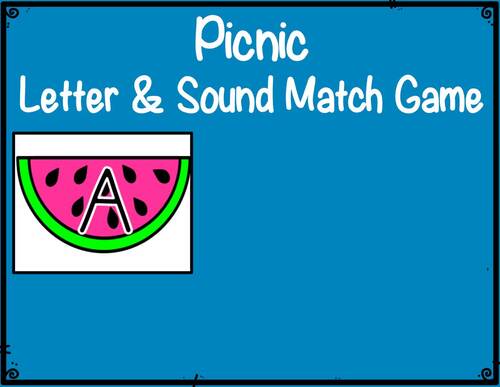 Picnic Themed Upper & Lowercase Letter & Sound Match Game | TPT