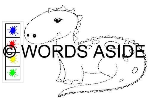 Tracing Coloring Kindergarten SpEd Autism Therapy DINOSAURS by Words Aside
