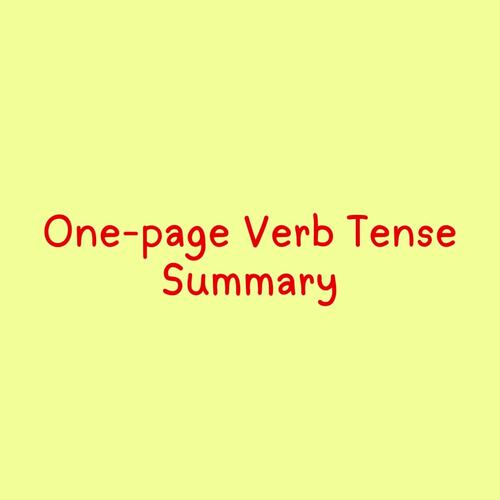 Master Verb Tenses in One Page! Printable Grammar Summary! | TPT