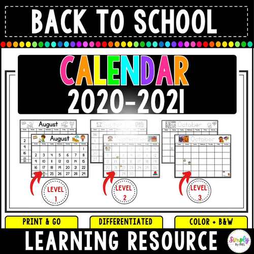 Monthly Calendars | Color + B&W | Differentiated l Print & Go l Updated ...