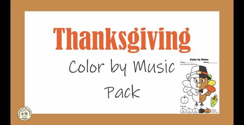 Thanksgiving Music Coloring Activities | Color by Note and Symbol