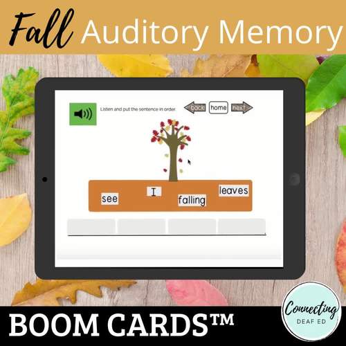 Fall Auditory Memory ⚡ Boom Cards™⚡ with Audio by Connecting Deaf Ed