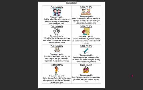 Class Coupons | Classroom Incentives | Student Prizes by Peace & Passion