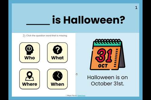 Asking WH QUESTIONS Digital Speech Therapy HALLOWEEN by speechlali
