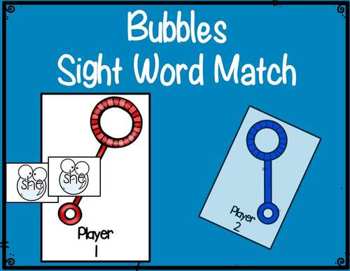 Bubbles Themed Sight Word Match Games by The Teaching Scene by Maureen