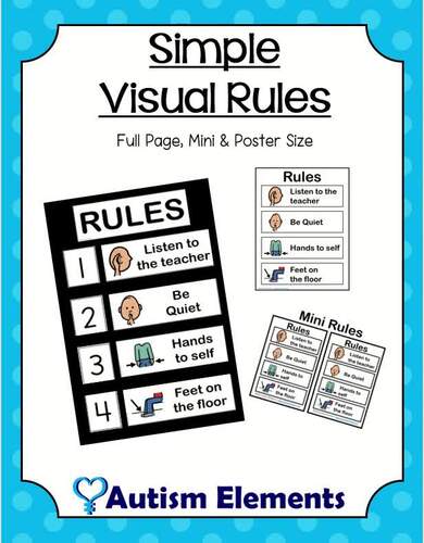 Simple Classroom Rules- Visuals- SPED & Autism Resources by Autism Elements
